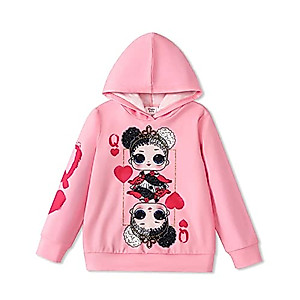 L.O.L. Surprise! Girls Tops Hoodies Long Sleeve Fashion Sweatshirts Pullover Hooded Girls Clothes Pink