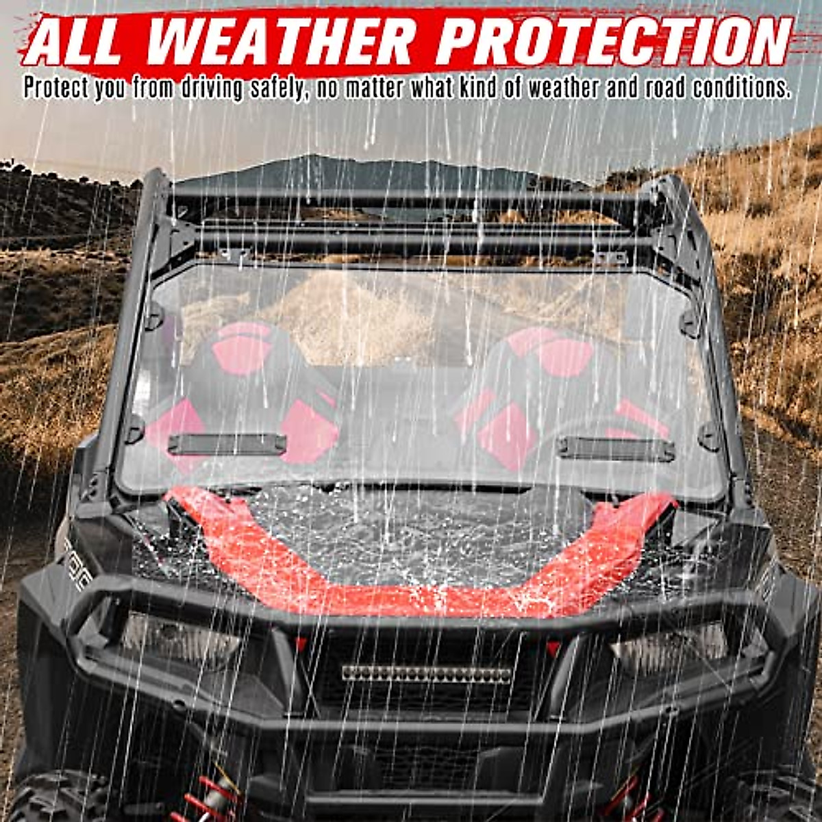 A & UTV PRO Front Full Windshield for Polaris General 1000 /General 4 1000 /XP 1000 /XP 4 1000 2016-2023, Clear Tough Hard Coated Poly Vented Window Accessories, Replace OEM # ‎2884337