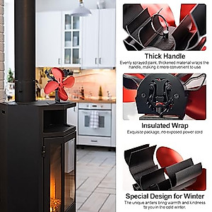 CONBOLA Wood Stove Fan Heat Powered, Silent Operated Fireplace Fan for Wood/Log Burner,Made of Aluminum Material Increases 80% Heat Distribution.(Elk,Red)