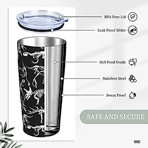 Worltoldb Dinosaur 20oz Insulated Stainless Steel Tumbler With Lids And Straws Stainless Steel Double Wall Vacuum Insulated Travel Coffee Mug Leak-Proof Lid & Flip Lid For Hot And Cold Drinks