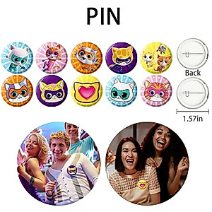 desmilo Super Cat Birthday Party Supplies,80pcs Super Cat Birthday Party Favors Includes 10 Cute Kitties Party Decorations Bracelets, 10 Cute Kitties Keychains, 10 Badge and 50 Stickers