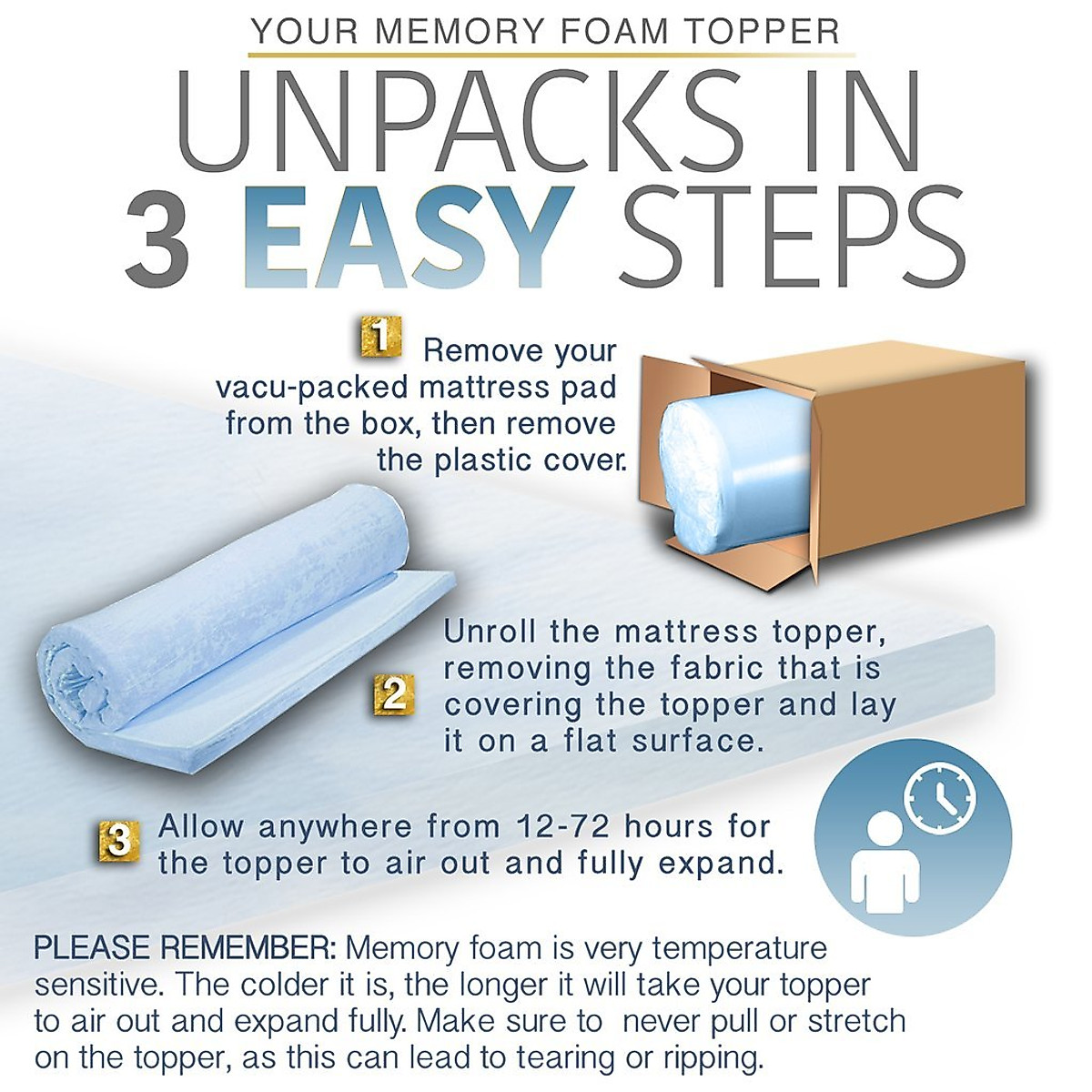 MFQ - Gel Memory Foam Mattress Topper King Size Bed Pad - Made in The USA - 2 Inch Gel Mattress Topper King Size for Extra Padding - Extra Soft and Comfy Gel Infused Toppers