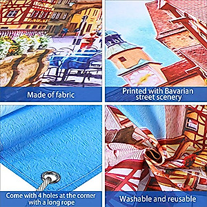 in The Style of Oktoberfest Festival Decorations, Extra Large Bavarian Street Scenery Sign Poster Festival Background Banner Photo Booth Backdrop with Rope Festival Party Supplies, 70.8 x 43.3 Inch()