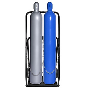 Yeeoy Dual Welding Cylinder Cart, Heavy Duty Torch Cart with Rubber Wheels Safety Chains, Large Oxygen Bottle Acetylen Tank Hand Truck, Black