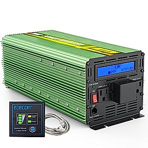 EDECOA 3000W 24V Power Inverter Modified Sine Wave DC 24V to 110V 120V AC Converter with Remote Controller and Hardwire Terminal LCD Display