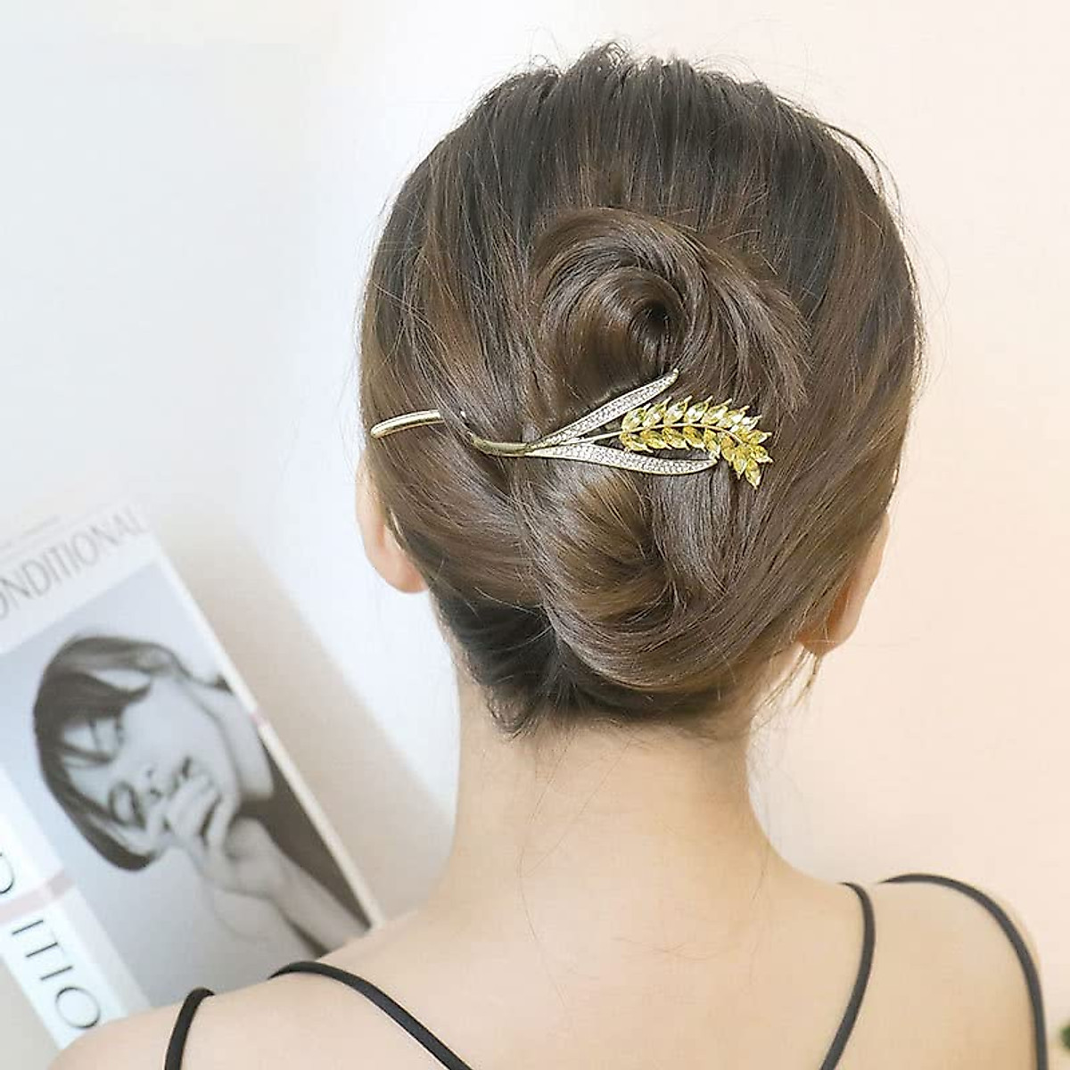 E EMZHOLE Elegant Shining Rhinestone Pearl Banana Clip French Style Twist Hair Barrette Non Slip Jaw Hair Claws Hair Accessories For women girls