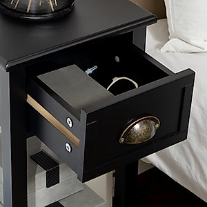 HOMCOM 2-Tier Side Table with Drawer, Narrow End Table with Bottom Shelf, for Living Room, Set of 1, Black