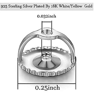 14K Gold Screw On Earring Backs,925 Stering Silver Threaded Screw Earring Backs for Diamond Studs,Hypoallergenic Earring ScrewBacks Fit Post Sizes 0032"（3Pair）