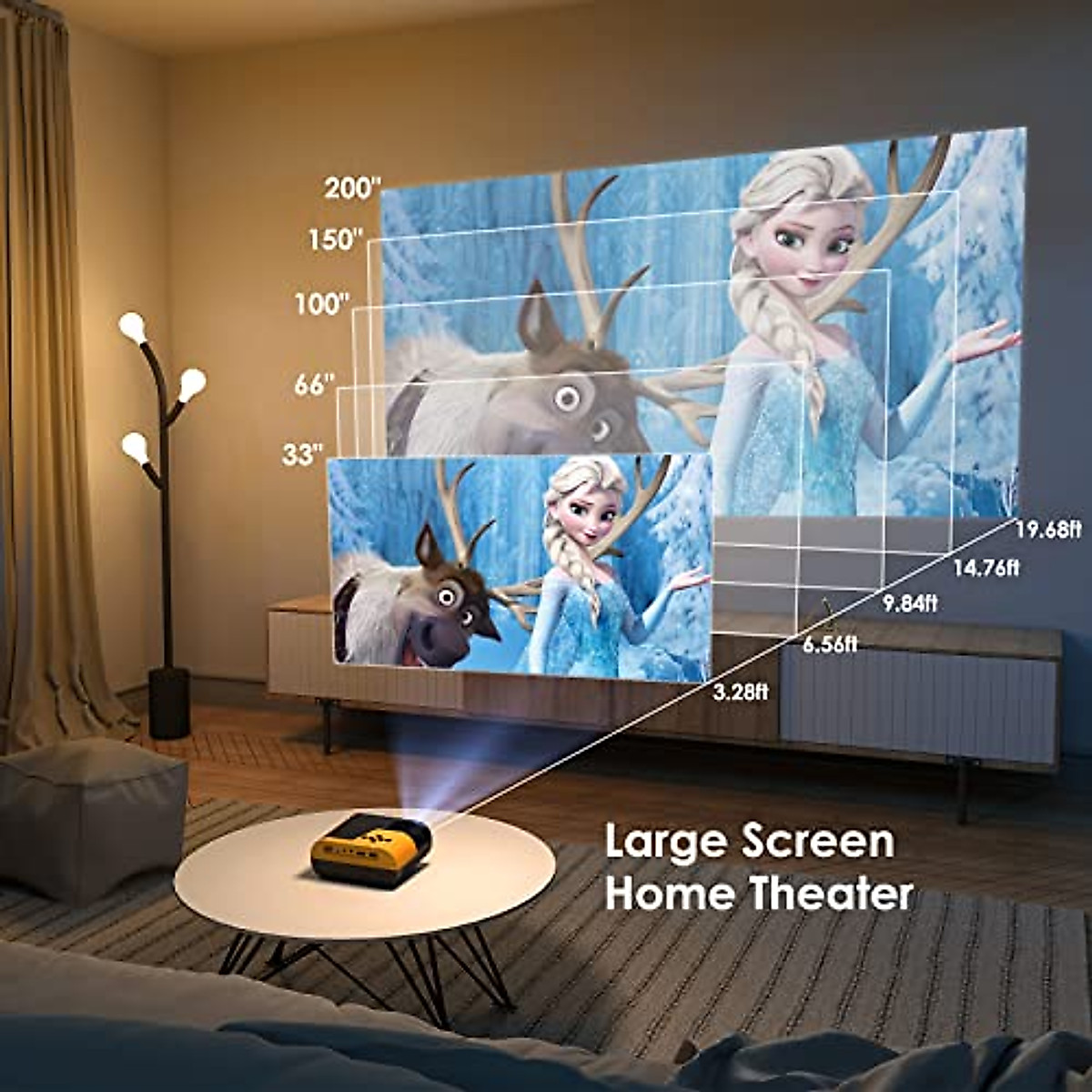 Native 1080P Mini Projector, YOWHICK Upgrade 9000 Lux Portable Projector, Movie Projector with Remote Control Suitable for Indoor/Outdoor, HDMI, USB, AC and Aux Ports