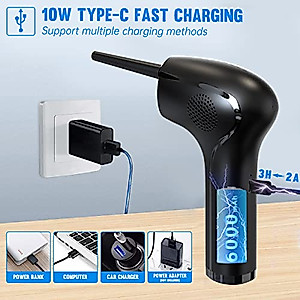Compressed air Duster, BEICHEN air Blower Keyboard Cleaner kit, 45000RPM Electric air Duster Reusable air Duster Effective Replace for Compressed Air Can, 2 Speed Adjust, 6000mAh 10w Fast Charging