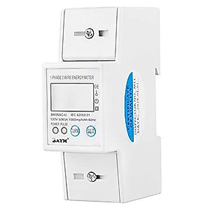 BAYM® 5(80) A 120V 60HZ Single Phase Din Rail Digital Modbus Smart Remote KWH Watt Hour Din-Rail Energy Meter LCD with Button 80A