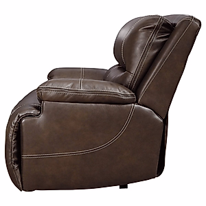 Signature Design by Ashley Ricmen Leather Adjustable Oversized Power Recliner with USB Charging, Dark Brown