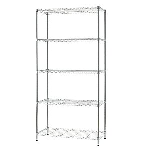 FDW 14" D×36" W×72" H Wire Shelving Unit Metal Shelf with 5 Tier Adjustable Layer Rack Commercial Strong Steel for Restaurant Garage Pantry Kitchen，Chrome