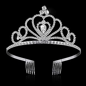 FRCOLOR Crystal Tiaras For Women 2 Pack Crown With Comb Princess Crown Jewelry Bridal Wedding Prom Birthday Crown Halloween Christmas Costume