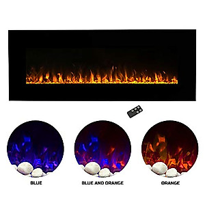 Northwest Electric Fireplace Wall Mounted Color Changing LED Fire and Ice Flames, NO Heat, Multiple Decorative Options and Remote Control, 54", Black