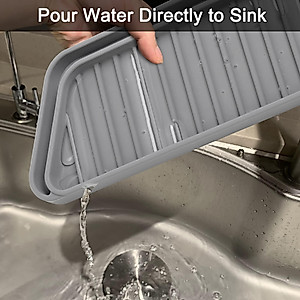 KindGa Refrigerator Drip Catcher Tray,Protector Ice and Water Dispenser Pan,Fridge Spills Water Pad Catch Basin for Drainage 2 Pack (Rectangular,Grey)