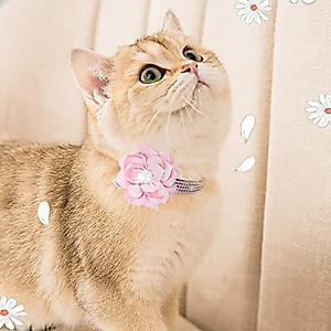 IDOLPET Cat Collar Bling Diamond Breakaway Cat Collar with Bell Rhinestones Pet Collars with Soft Velvet Adjustable Shine Collar for Cats Girls and Small Dogs Puppy (Pink)