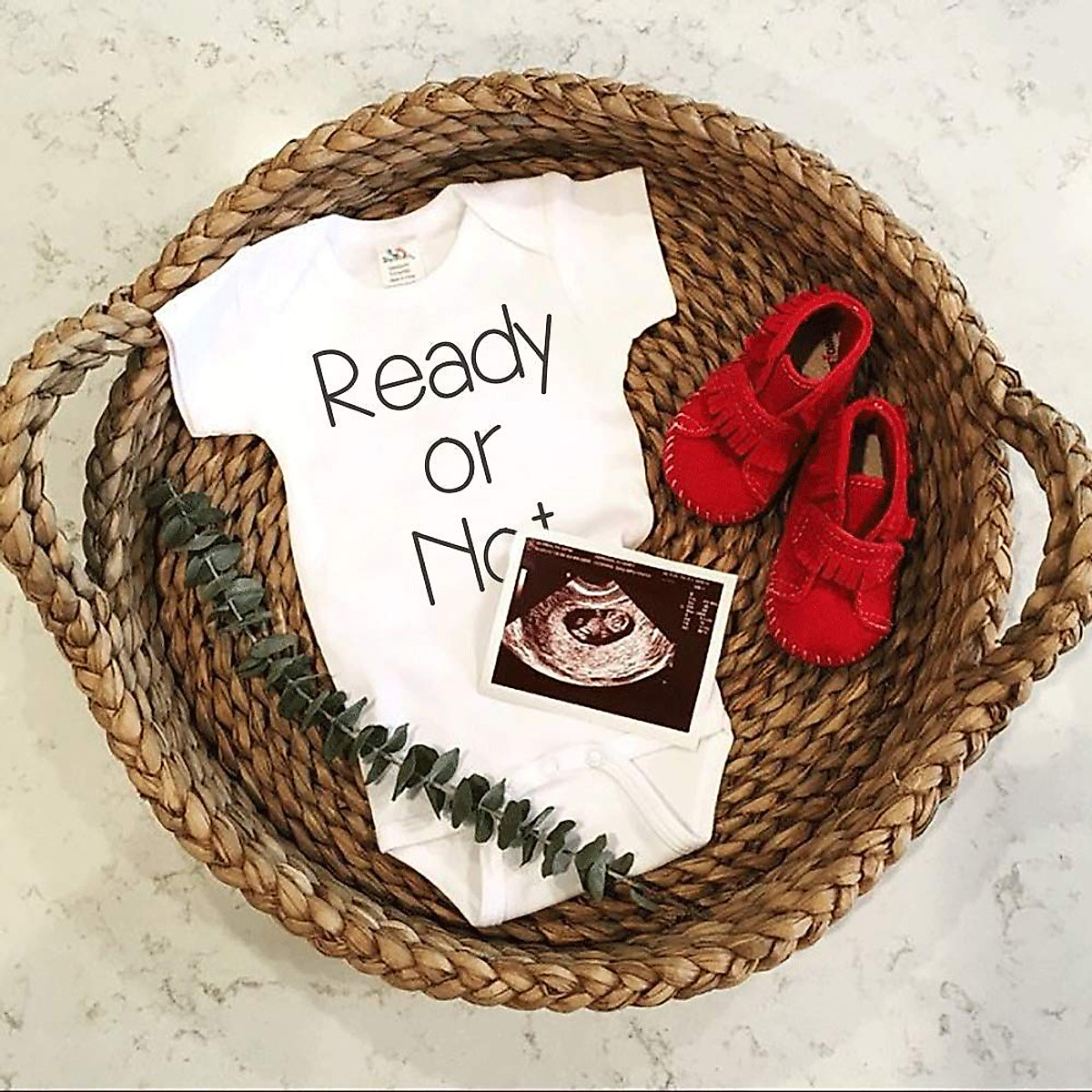 7 ate 9 Apparel Ready or Not Pregnancy Announcement Onepiece 0-3 Months