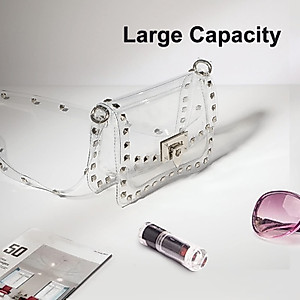 NEW RUICHENG Clear Purse for Women, Clear Crossbody Bag, handbag, shoulder bag with silver chain strap PGA stadium certification bag(silver)