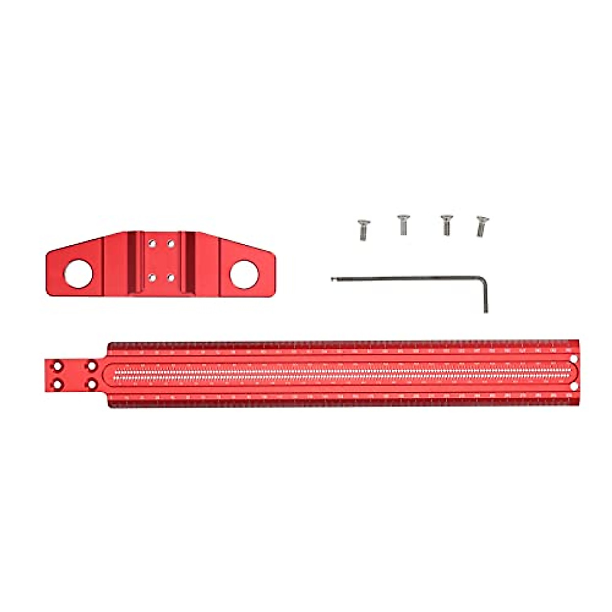 T Square Ruler Aluminum Alloy Removable Woodworking Scriber Art Framing Drafting Tools Ultra Precision Marking Ruler(Red)(300mm)