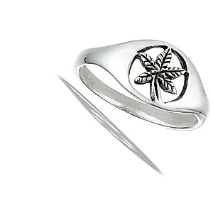 Cannabis Leaf Marijuana Pot Grass Hemp Ring .925 Sterling Silver Band Size 8