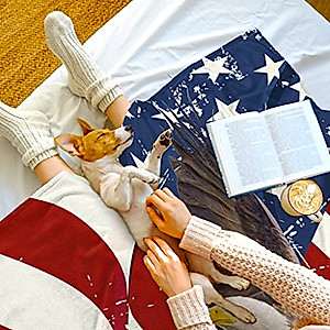 YRAQLVU US Flag Eagle Throw Blanket for Couch Patriotic American National Flag Flannel Fleece Blanket for Unisex Adult Kid, Great Gift for Veteran Friend or Family, 50x60 Inches, USA Flag, Vertical