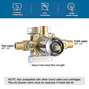 POP SANITARYWARE Shower Faucet Set Chrome, High Pressure 9-mode Handheld Shower Head System, Single Handle Shower Valve and Trim Kit, Built-in Power Spray to Clean