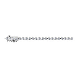 3 Carat Bezel Set Diamond Tennis Bracelet in 14K White Gold (7.5 Inch)