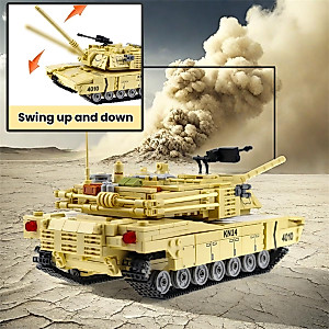 Gonli Military Building Toys for Kids 1053 Pieces US Army M1A2 Main Battle Tank Building Blocks Bricks WW2 Army Tank Model Kits