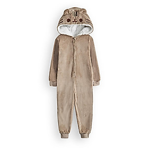 Pusheen Girls Onesie | All In One Fleece Loungewear | Pink Brown OR Character Options Cat Pyjama Complete Set | Sherpa Hood