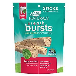 ARK NATURALS Breath Bursts Brushless Toothpaste, Dog Dental Sticks for Large Breeds, Unique Texture Helps Clean Teeth & Freshen Breath, Peppermint, 6 oz, 1 Pack