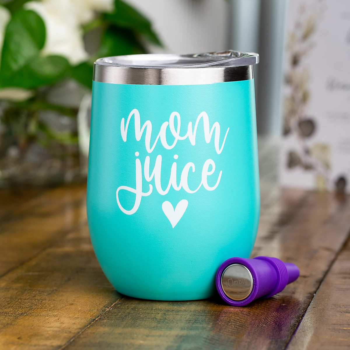 Mom Tumbler – Mom Juice Wine Tumbler - Mom Birthday Gifts - Mom Wine Glass - Gift ideas for Mom from Son, Daughter, Kids - Mothers Day Gifts - Funny Mom Gifts - Mom Cup