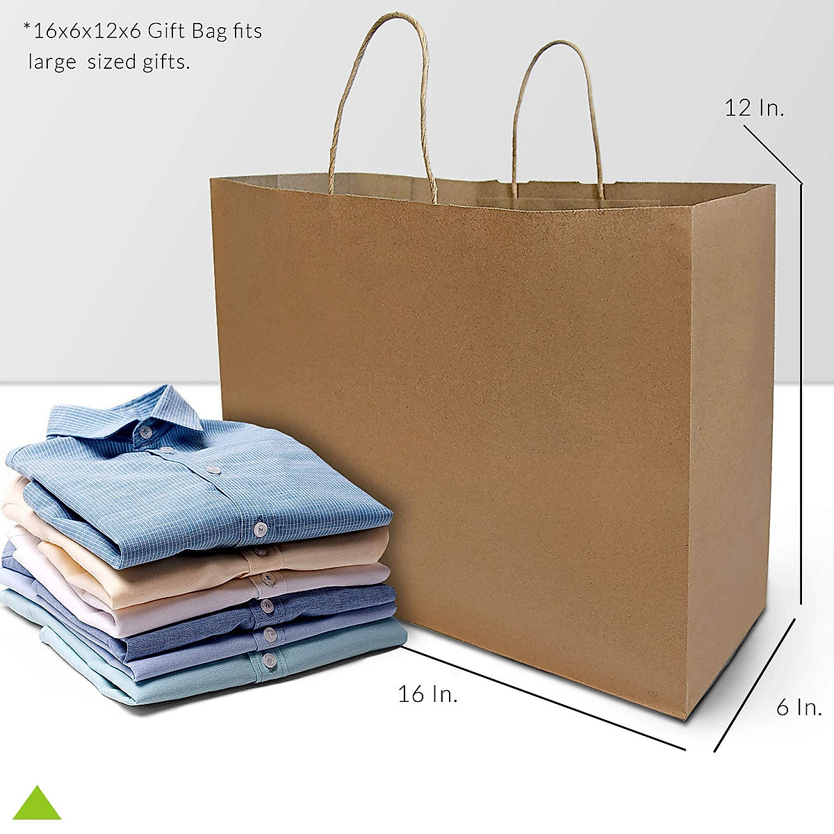 Brown Paper Bags - 16x6x12 Inch 100 Pack Paper Bags with Handles, Large Gift Bag, Shopping Bags for Small Business, Boutique Retail & Merchandise Use, Birthday Party Goodie & Favor Bags, in Bulk
