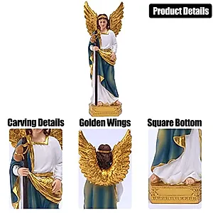 QIANLING 8in Archangel Raphael Statue, Catholic Gift Archangel Raphael Figurines, Religious Cure Archangel Raphael Statues, Suitable for Religious and Home Decor Filling Indoor Space