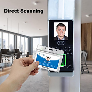 50 Packs Horizontal ID Badge Holder, Clear ID Card Holders for Badges and Name Badge Holders, Waterproof Plastic ID Badge Holder Horizontal for Teacher, Student, Nurse, Worker, Employee, Volunteer