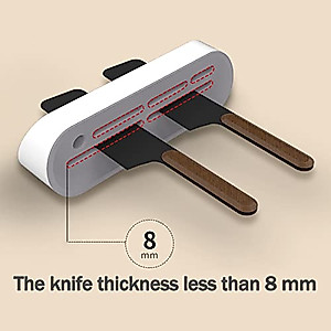Knife Block Holder Wall, Knife Organizer Storage Shelf Rack Bar with Slots, Sharpening Rod Hooks for Kitchen Cooking White