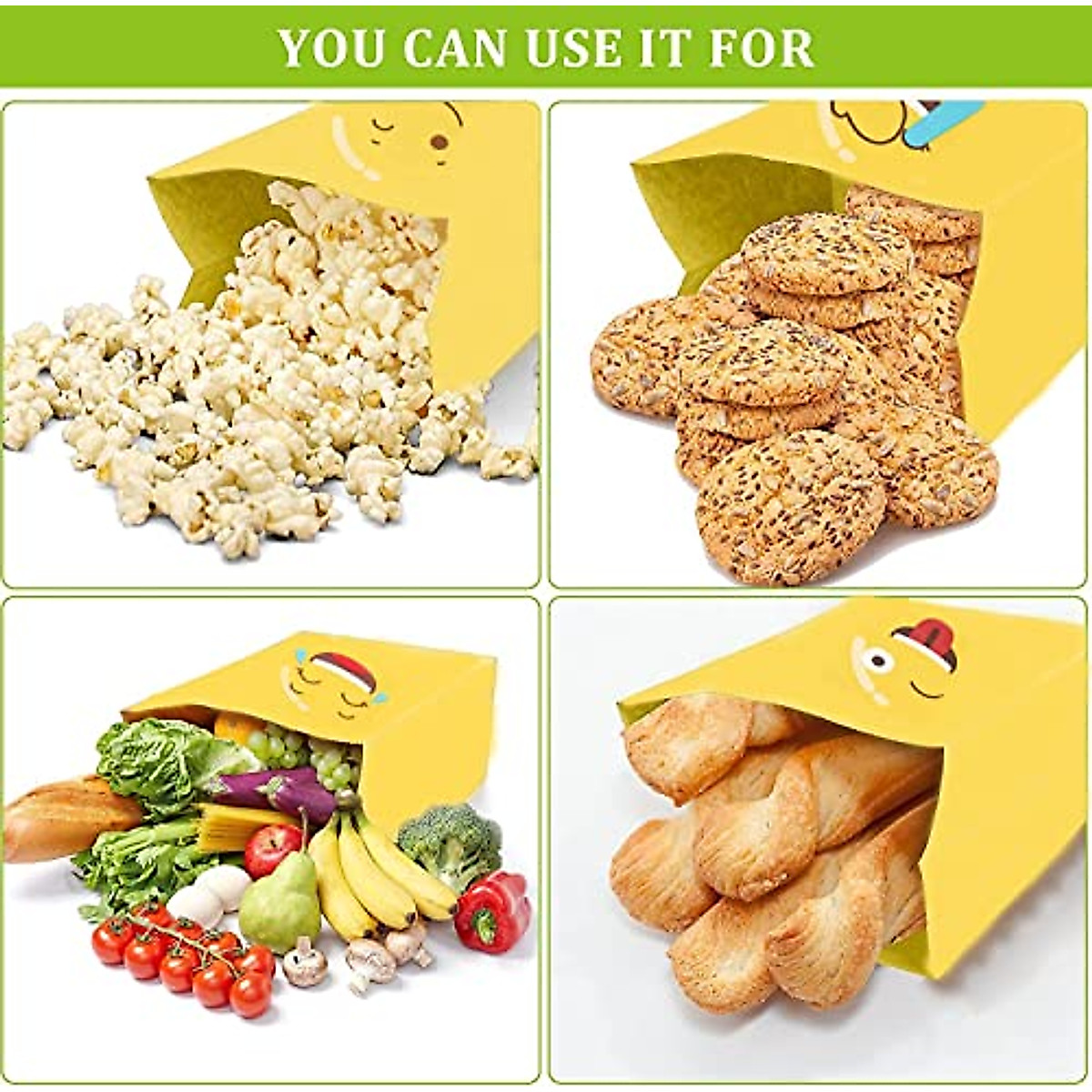 Expression paper bag, smiley paper bag, 48pcs Party Favor Bags, Colors Small Gift Bags, Small Kraft Paper Bags, Kids Goodie Bags with Stickers Small Gift Bag for Birthday Party Baby Shower Favor.