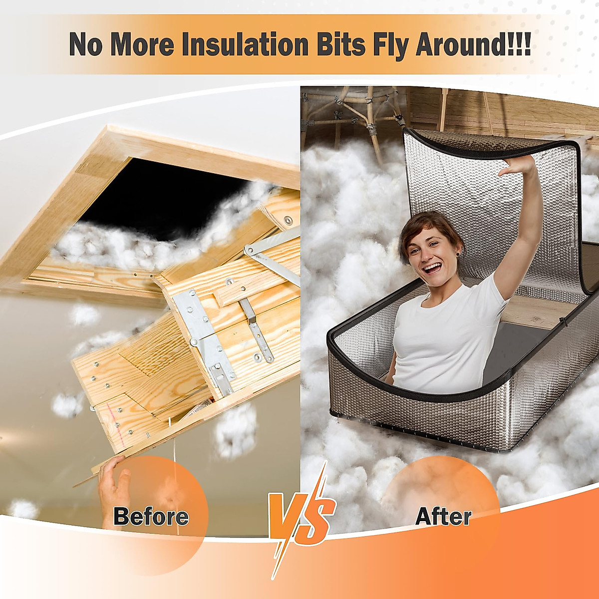 Angooni Attic Stairs Insulation Cover, 25 in x 54 in x 11in Thick & Robust Attic Ladder Insulation Cover - Attic Stairway Insulation Cover, Attic Door Insulation Cover with Zipper, No Leaking