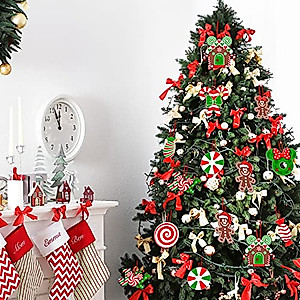 Christmas Tree Decorations,Christmas Lollipop Candy Cane Ornaments Paper Cards Hanging Mick-ey Mouse Gingerbread Christmas Decor for Peppermint Christmas Tree Decorations- Set of 26