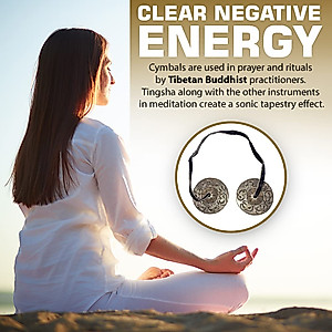 Lamatar1 Buddhist Tingsha Symbols- 2 Inch Mini Size With Blue Cotton Zip-Up Case Bag -Hand Made From Nepal- For Sound Therapy, Cleansing, Reiki & Meditations