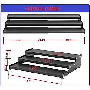 Jojocross Spice Rack Organizer for Cabinet, 3-Tier Expandable Spice Storage,Great for Kitchen Cabinet,Cupboard,Pantry and Countertop More 1 Pack/Black