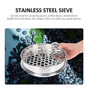 Veemoon Round Hole Sieve Stainless Steel Soil Sieve Kitchen Food Bean Sifter Sand Sifter Sand Sifter Riddle Gardening Mesh Filter Blueberry Sieve for Home Kitchen Garden Use
