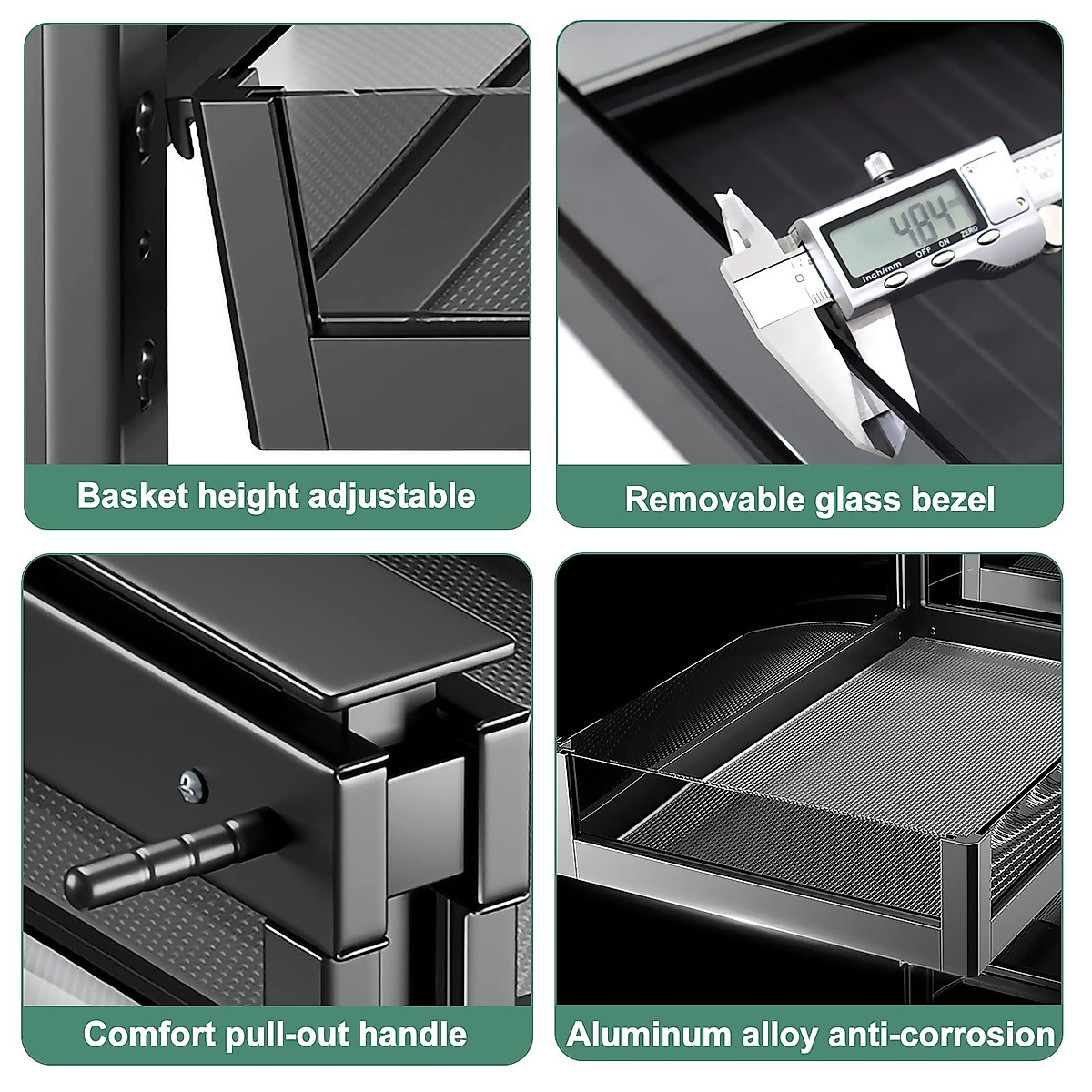 FYFUSATC Kitchen Blind Corner Pull Out Shelf with 4 Shelf Tray Baskets Hidden Pull Out Blind Corner Cabinet Organizer Heavy Duty Blind Corner Storage Cans Pots for Left or Right Blind Corner Cabinet