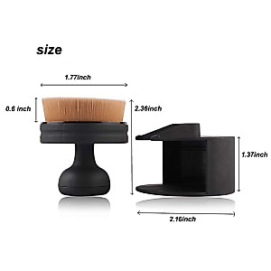 Flat round shaped Foundation Makeup Brush, Kabuki Liquid Foundation Brush Portable Cosmetic Brush Large Full Coverage Face Body Makeup Brush with Protective stand
