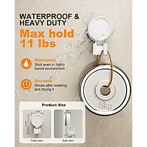 RIVAMBER 3-Pack Suction Cup Hooks, Razor Holder for Shower, Waterproof Hook for Hanging Towel Loofah Bathroom Kitchen, Heavy Duty White Hanger for Glass Tile Wall