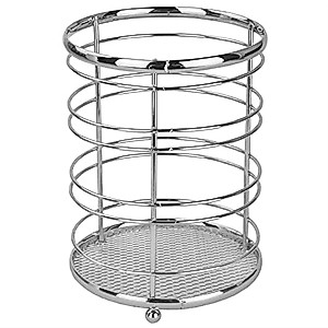 Home Basics Chrome Collection Steel Cutlery Holder Organizer, Free Standing, Kitchen Countertop, Silver