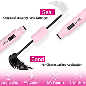 Eyelash Extensions Kit 300 Pcs Lash Clusters Individual Lashes with Strong Hold Lash Bond and Seal and Cluster Eyelashes Applicator Tool (20D/30D/40D)