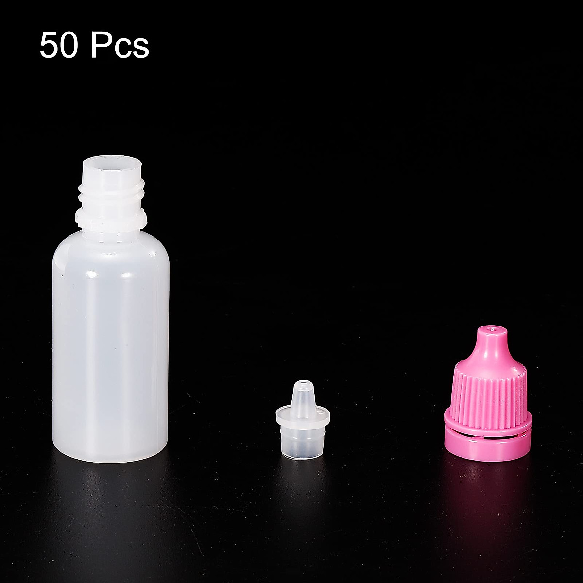 PATIKIL 15ml Liquid Dropper Bottle, 50 Pack PE Squeezable Dropping Eye Dropper Container with PP Cap for Home Travel, Pink