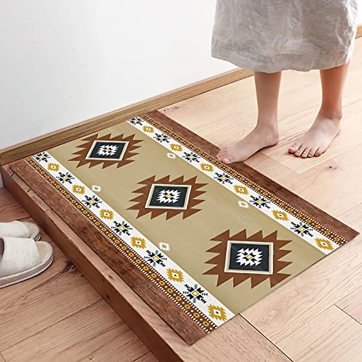 Kitchen Mat 2PCS, Bohemia Geometric Southwest Native Kitchen Rugs for Kitchen Organization, Home Decor Anti-Fatigue Kitchen Floor Mats Non-Slip Kitchen Decor Runner Rug, Room Decor Standing Desk Mats