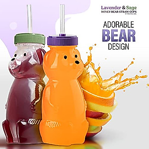 Honey Bear Straw Cup, Straw Sippy cup 8 oz, Baby Led Weaning Supplies, Toddler Cups, Baby Straw Cup, Leak Proof, Food-Grade, BPA Free, Easy to Hold, Straw Therapy Learning Cup, Straw Training Cups(2)